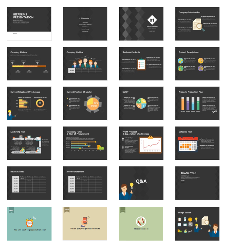 비즈샵 인포그래픽형 사업계획서 Ppt 패키지어두운컬러비즈니스 쇼핑 비즈샵 비즈폼cd 엑셀 파워포인트 전문 서식 디자인 서식 브랜드샵