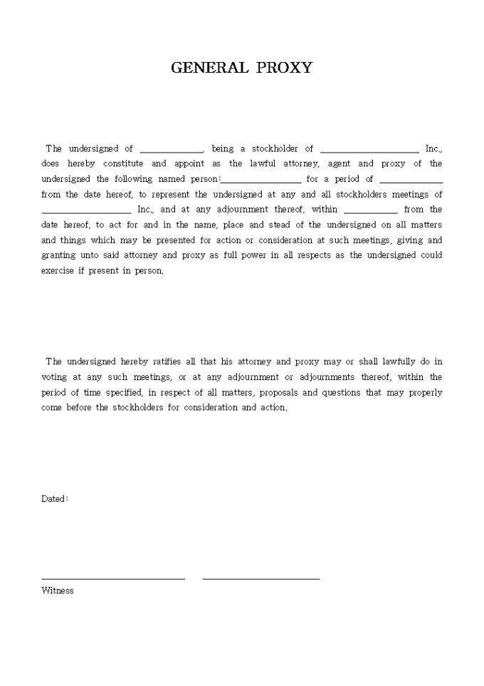 GENERAL PROXY | 비즈폼 - 샘플,양식 다운로드