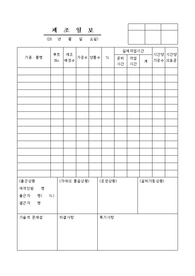 제조일보(품목별) | 비즈폼 - 샘플,양식 다운로드