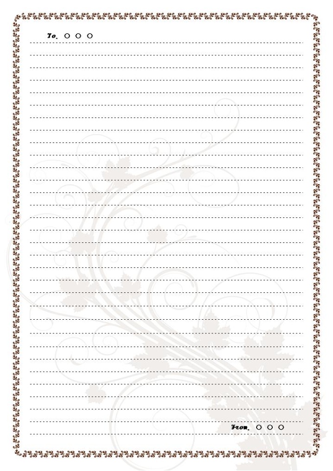 편지지(진갈색잎과 테두리)(밑줄) | 비즈폼 - 샘플,양식 다운로드