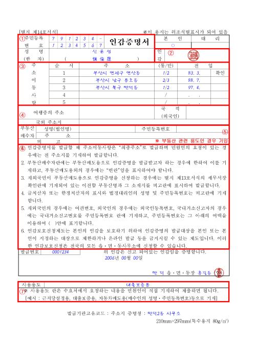 인감증명서 길잡이 인감증명서 작성법 인감증명서 작성요령 인감증명서 예제 인감증명서 샘플 인감증명서 활용법 인감증명서